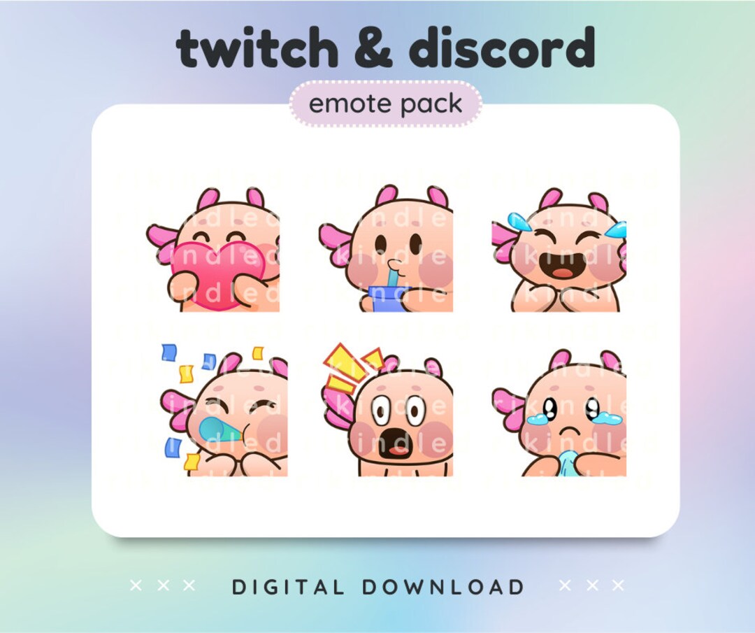 Axolotl Emotes (6) Cute Twitch Discord Emote Pack Premade Emotes - Etsy