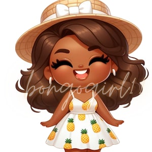 Pineapple Sunhat Collection | Chibi Doll PNG| Chibi Doll Art| Chibi ...