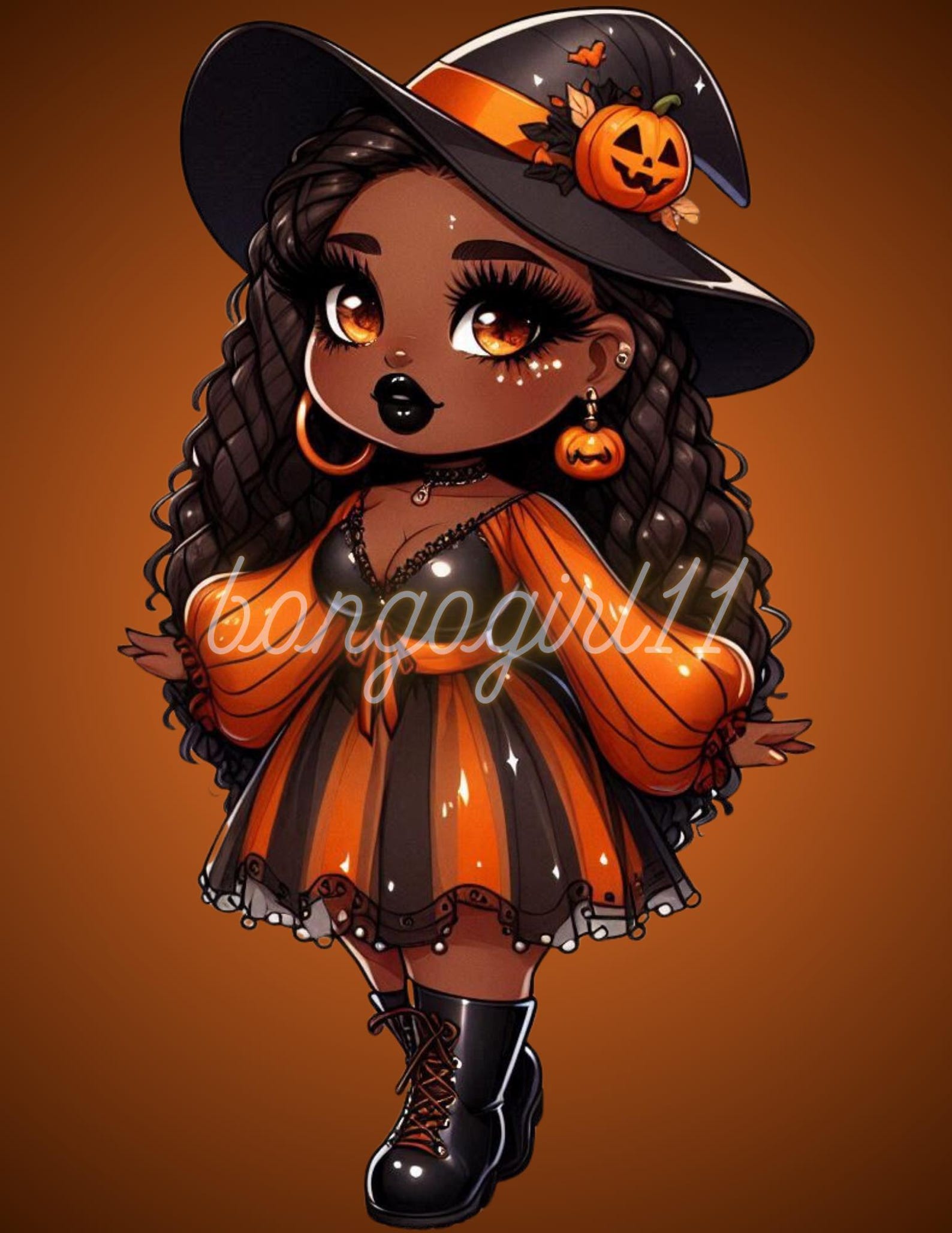 Chibi Halloween Collection | Chibi Doll PNG| Chibi Witch Doll Art ...
