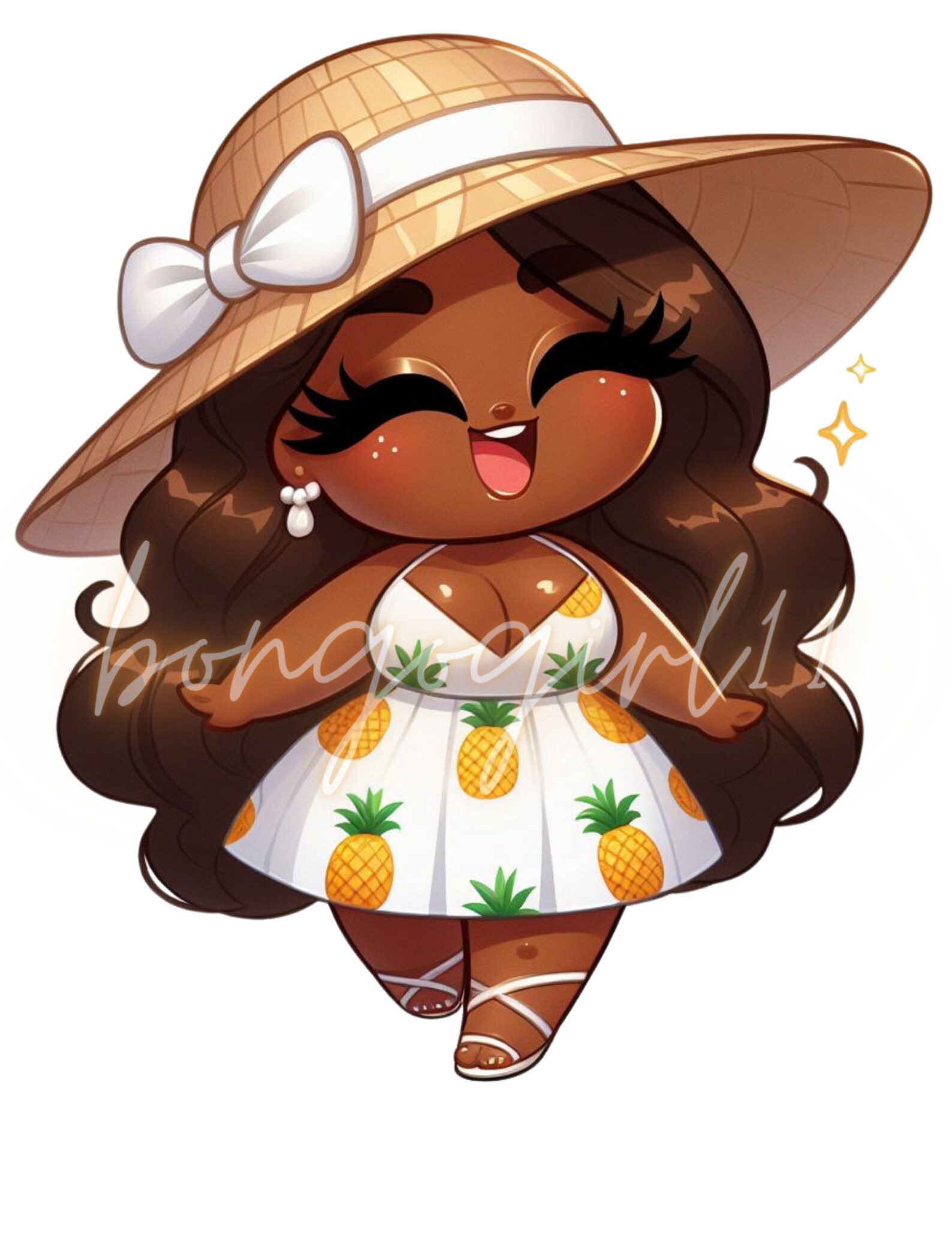 Pineapple Sunhat Collection | Chibi Doll PNG| Chibi Doll Art| Chibi ...
