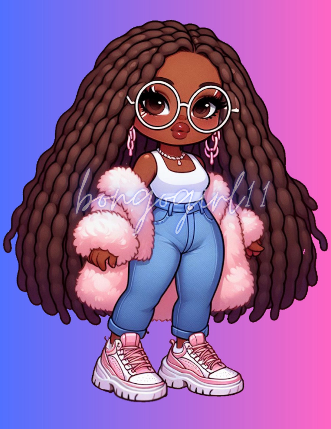 Chibi Pink and White Fur Cats | Chibi Doll PNG| Chibi Doll Art| Chibi ...