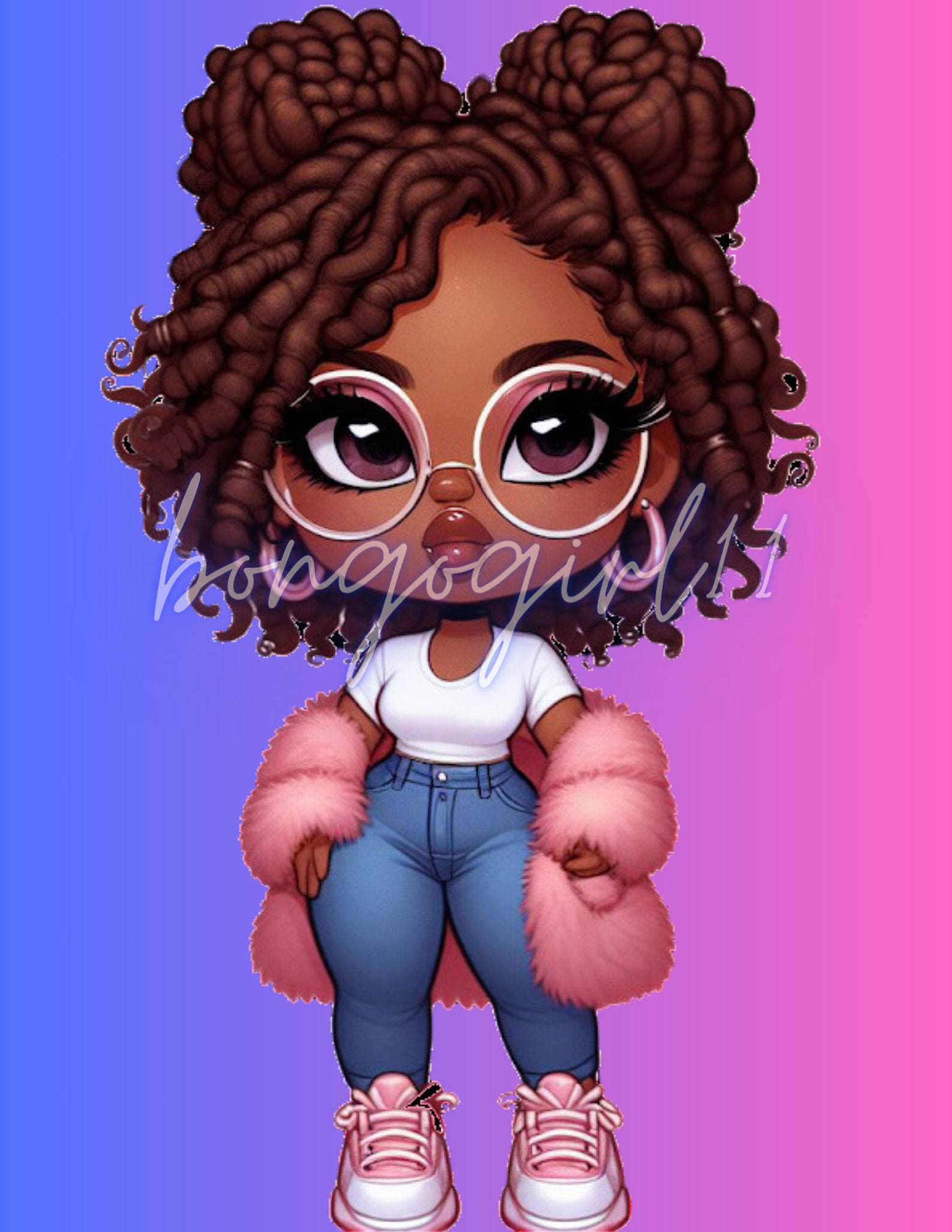 Chibi Pink and White Fur Cats | Chibi Doll PNG| Chibi Doll Art| Chibi ...