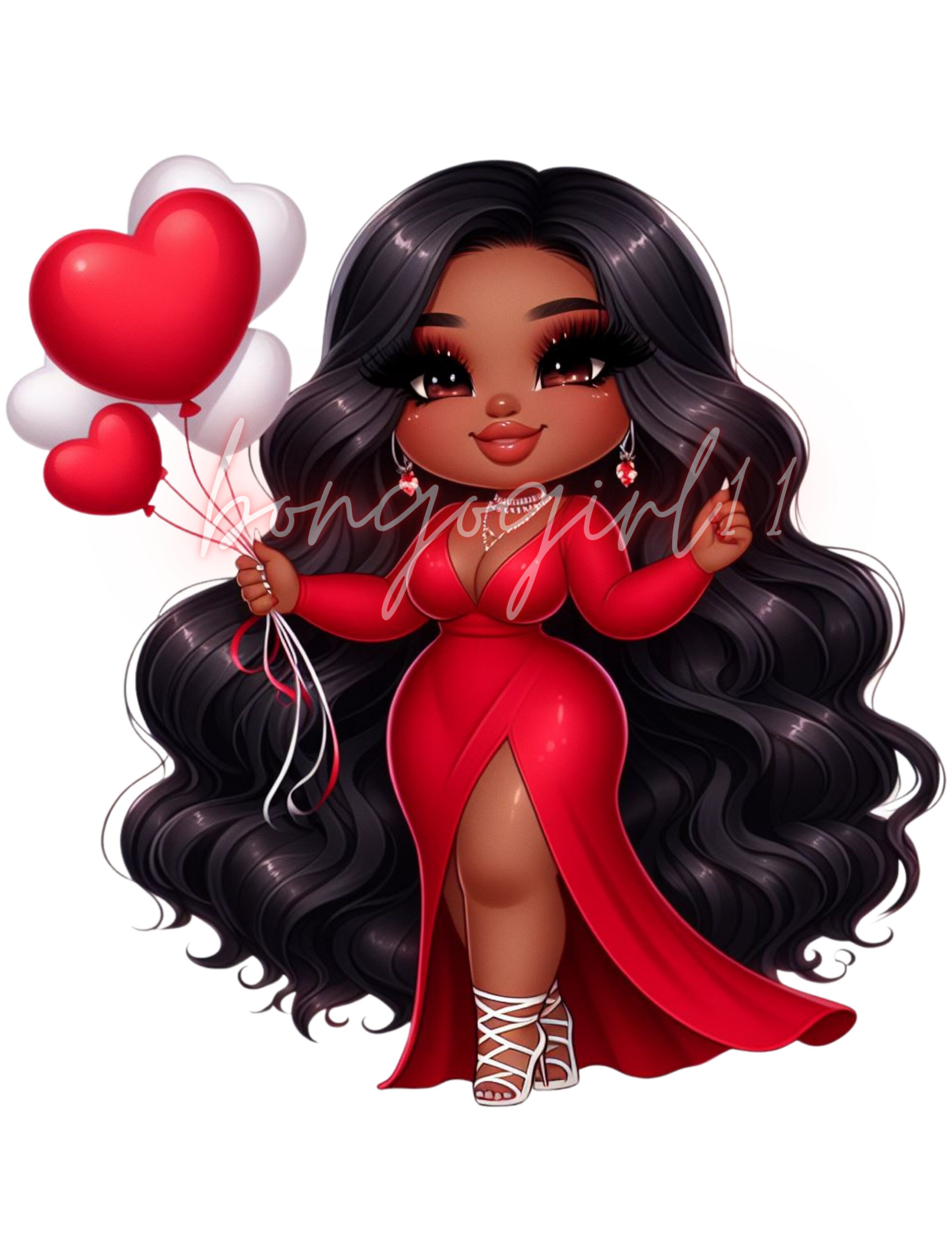 Valentine's Day Balloon Collection | Chibi Doll PNG| Chibi Doll Art ...
