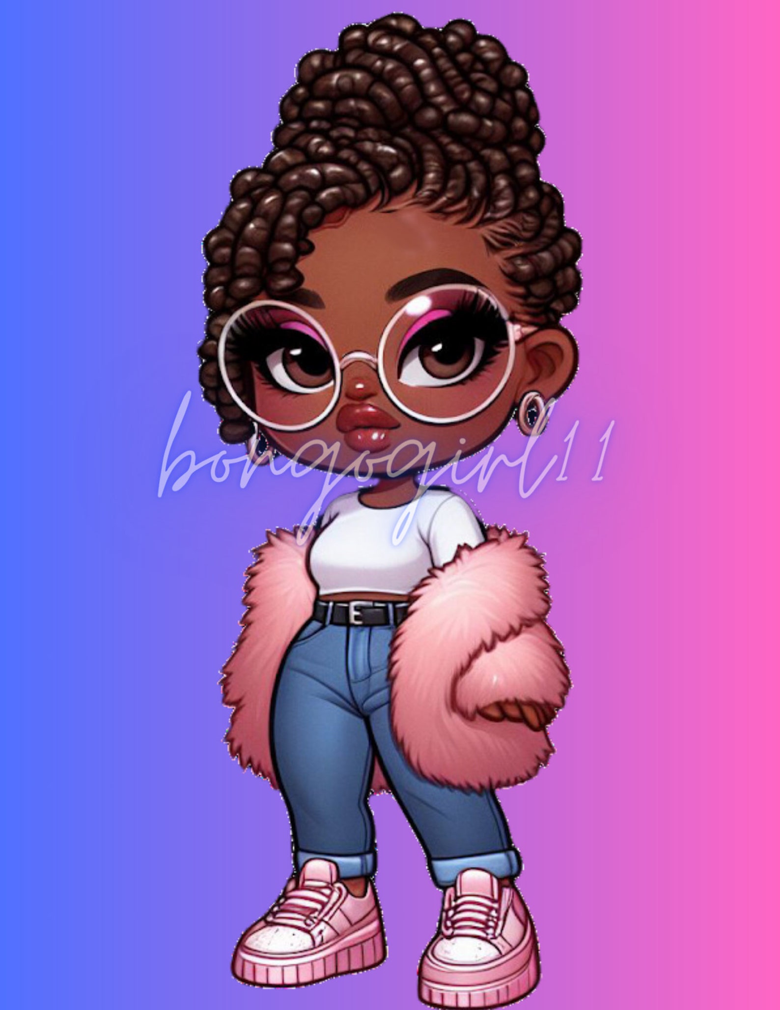 Chibi Pink and White Fur Cats | Chibi Doll PNG| Chibi Doll Art| Chibi ...