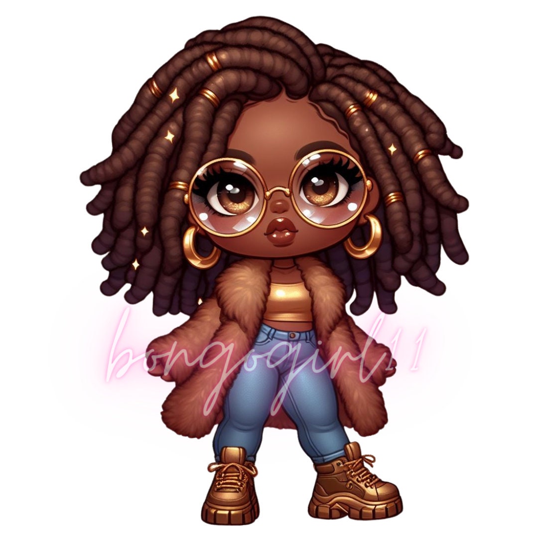 Chibi Black Women | Chibi Doll PNG| Chibi Doll Art| Chibi Doll African ...