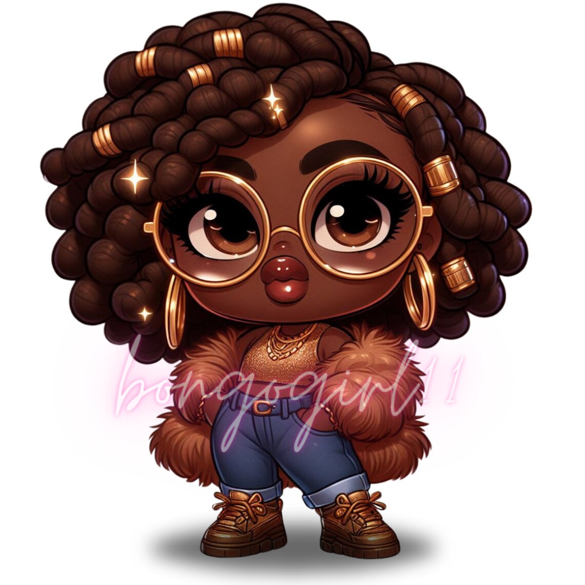 Chibi Black Women | Chibi Doll PNG| Chibi Doll Art| Chibi Doll African ...