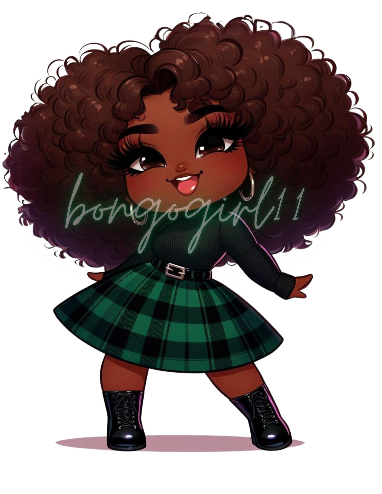 Green Plaid Skirt Collection | Chibi Doll PNG| Chibi Doll Art| Chibi ...