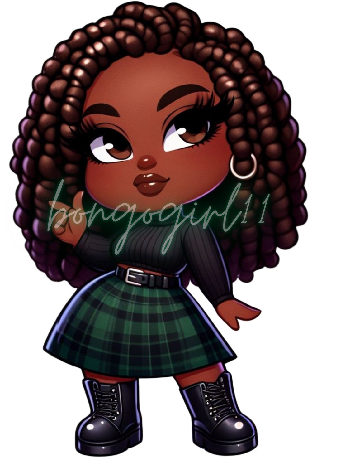 Green Plaid Skirt Collection | Chibi Doll PNG| Chibi Doll Art| Chibi ...