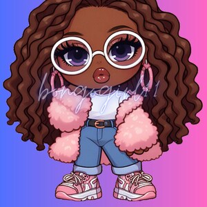 Chibi Pink and White Fur Cats | Chibi Doll PNG| Chibi Doll Art| Chibi ...