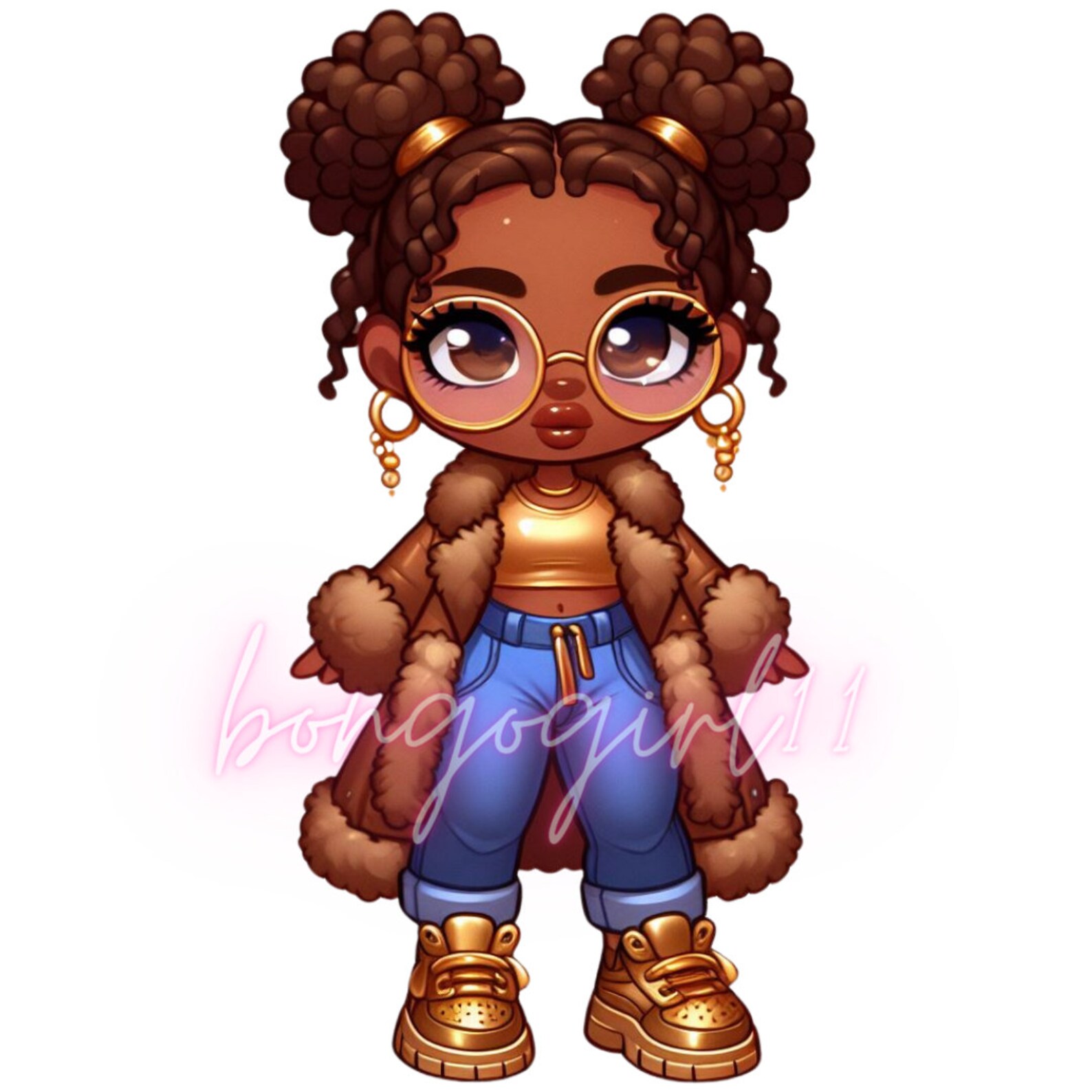 Chibi Black Women | Chibi Doll PNG| Chibi Doll Art| Chibi Doll African ...