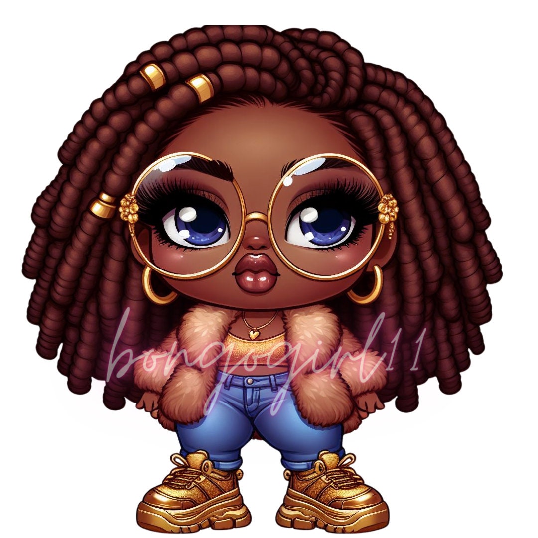 Chibi Black Women | Chibi Doll PNG| Chibi Doll Art| Chibi Doll African ...