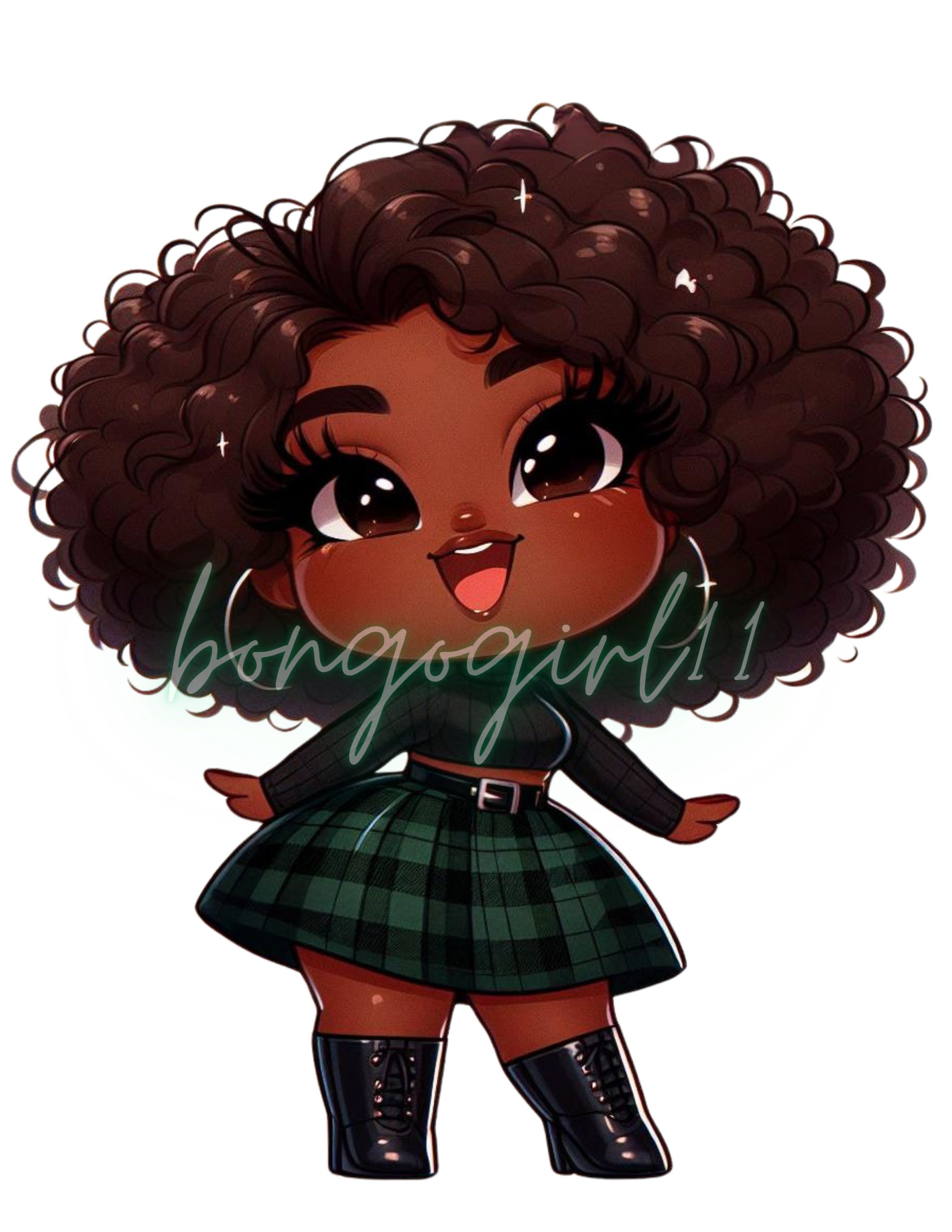 Green Plaid Skirt Collection | Chibi Doll PNG| Chibi Doll Art| Chibi ...