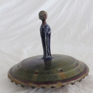 Vintage Grey Alien Handmade Art Pottery Blue Glaze Ceramic - Etsy
