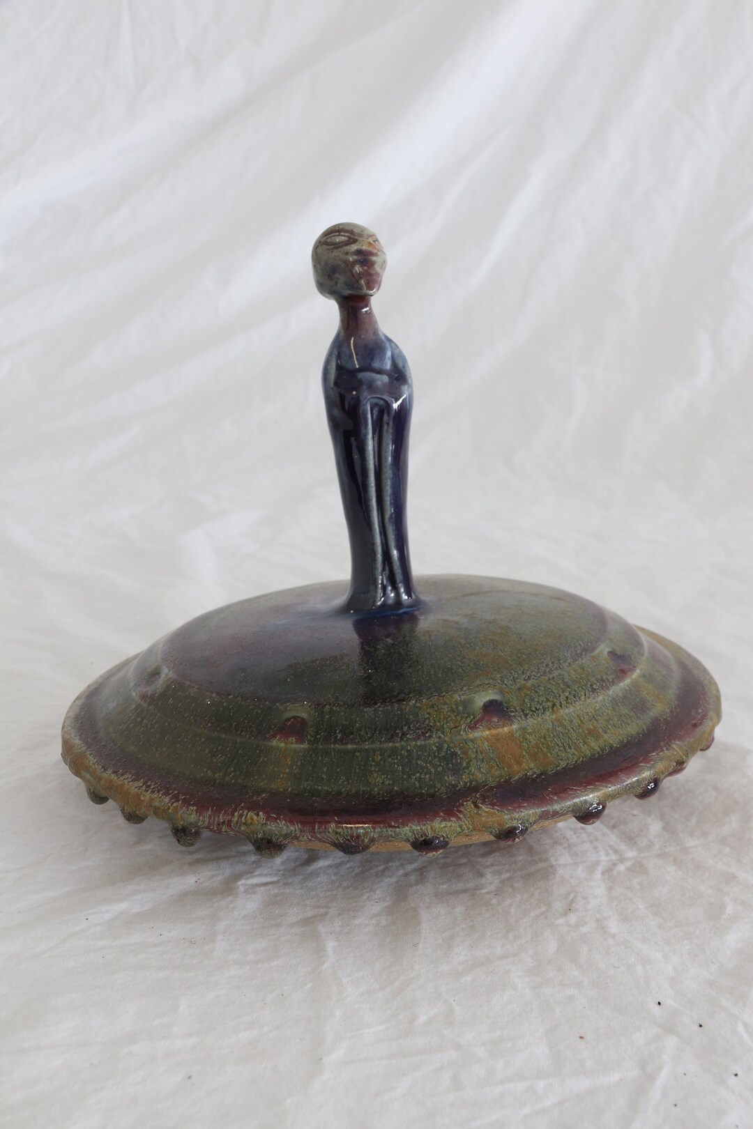 Vintage Grey Alien Handmade Art Pottery Blue Glaze Ceramic - Etsy