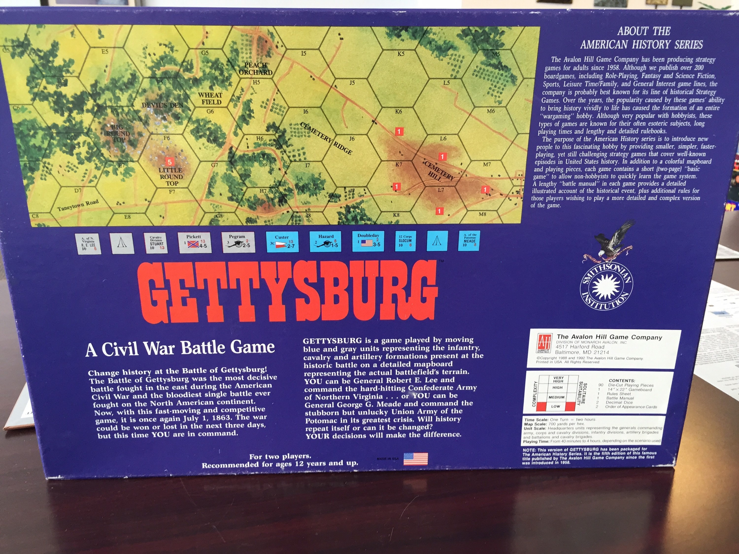 Avalon Hill Gettysburg 1958 1st year Civil War battle board game ...