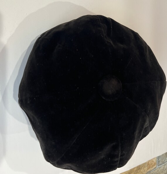 Vintage 1950's Black 4 Panel Velvet Tam Hat Beret Siz… - Gem