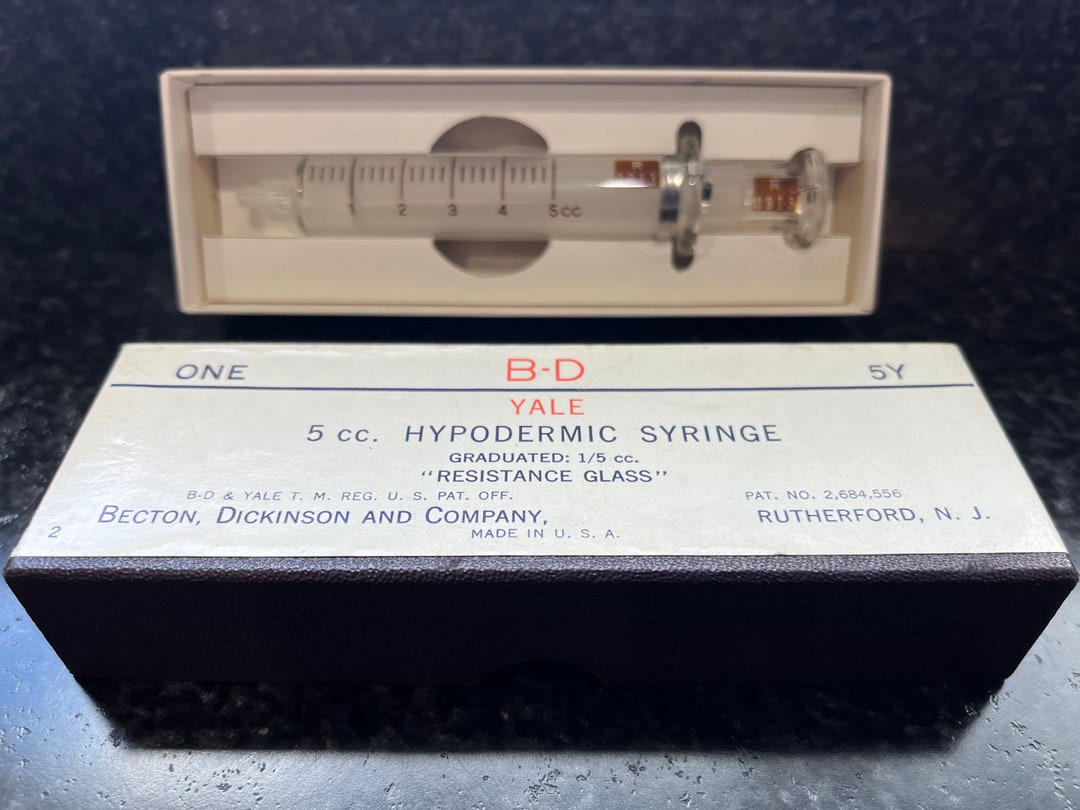 Vintage B-D Yale Glass Hypodermic 5 Cc Syringe No. 5Y in Box New in Box 5 Available Sold ...