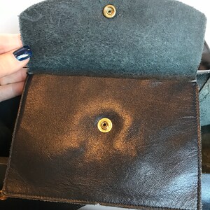 Vintage Black Leather Purse Rectangle Shape Wooden Handles | Etsy