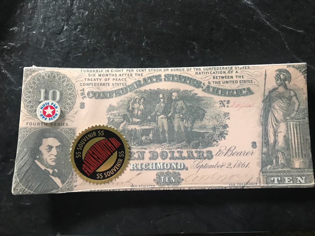 VTG Konföderierte 10 Dollar Bill Währung Replik große Note Pad - Etsy ...