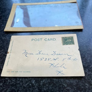 Antique 1908 Postcard 1 Cent Green Franklin Stamp house in Bartram's ...