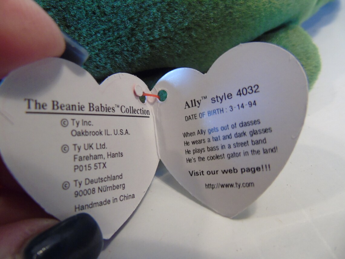 Ty Beanie Babies Ally the Alligator Birth Date 3-14-94 Style - Etsy