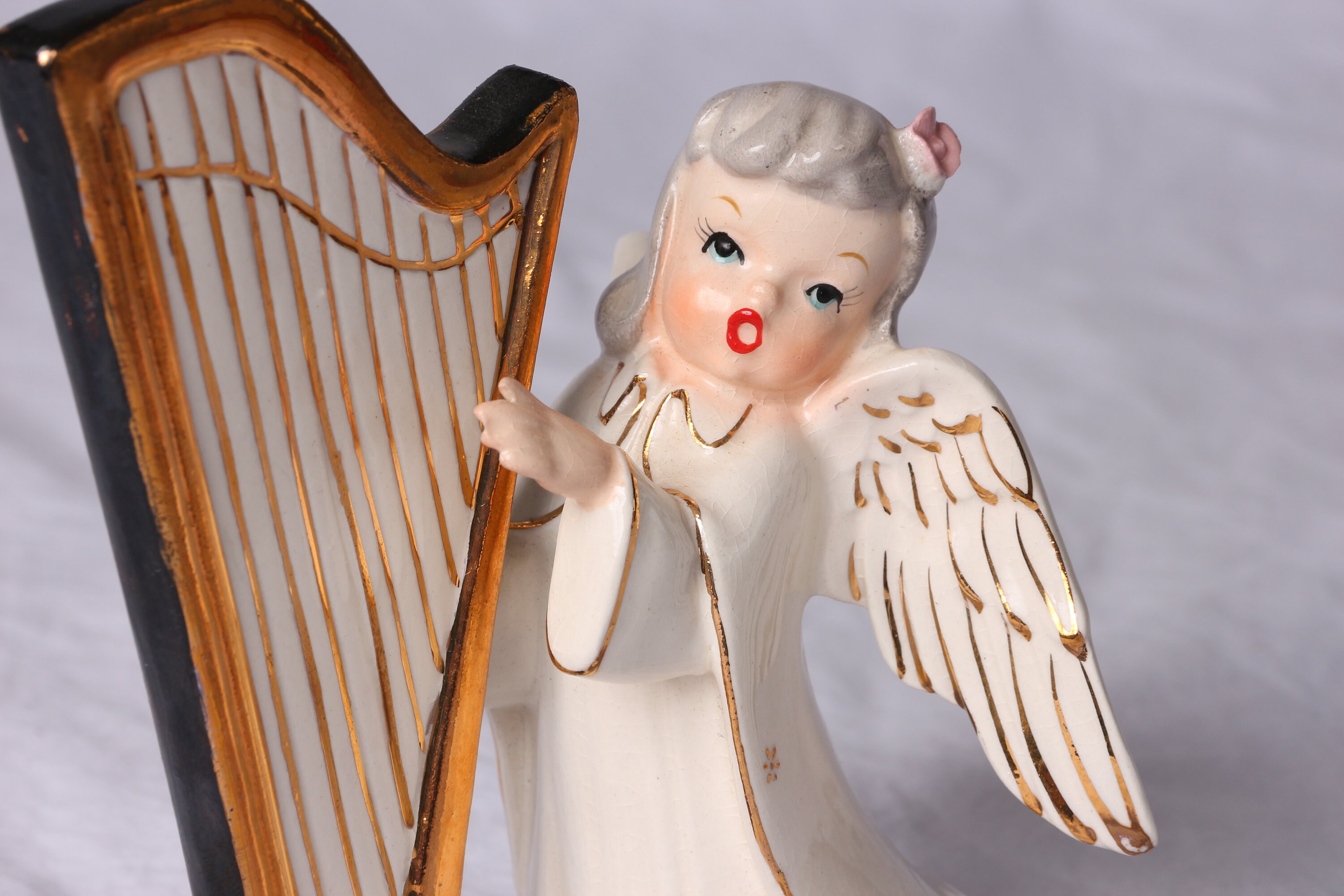 Art & Collectibles Vintage Angel Figurine With Pink Harp Mid-Century ...