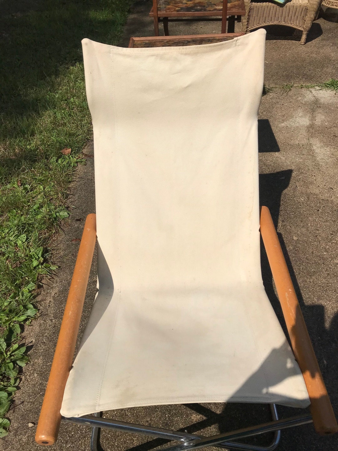 Mid Century Modern Thick Beige Canvas Fold up Chair Round - Etsy