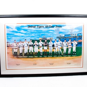 Detroit Tigers All Time Team Lithograph Signed Framed COA 1999 - Etsy