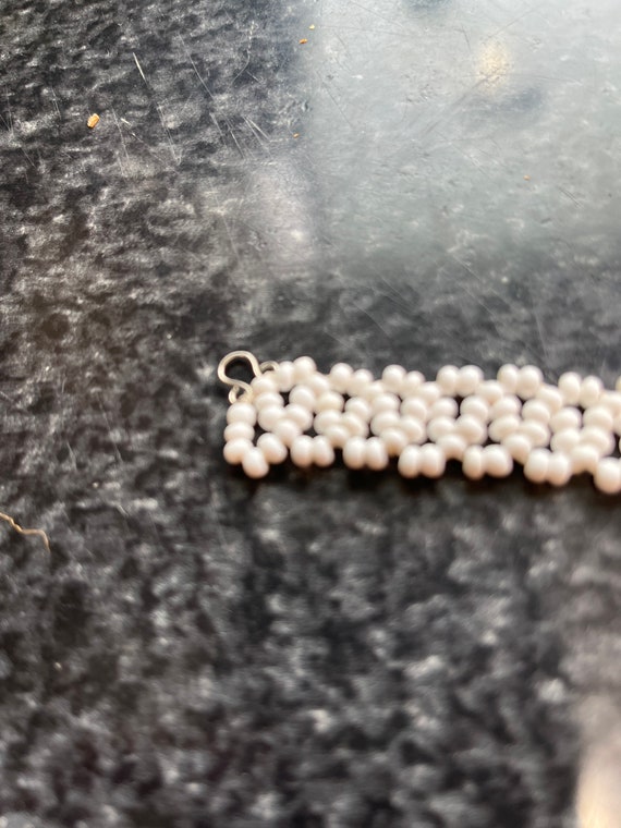 Vtg 1970's Hand Beaded Yoke Or Net Style Necklace 5 B… - Gem