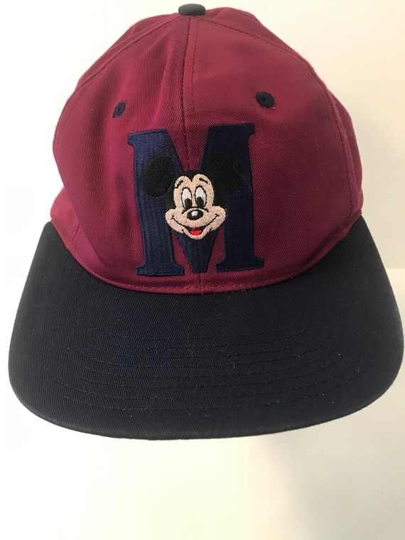 Vintage 1995 Mickey Mouse Maroon and Blue Baseball Ca… - Gem