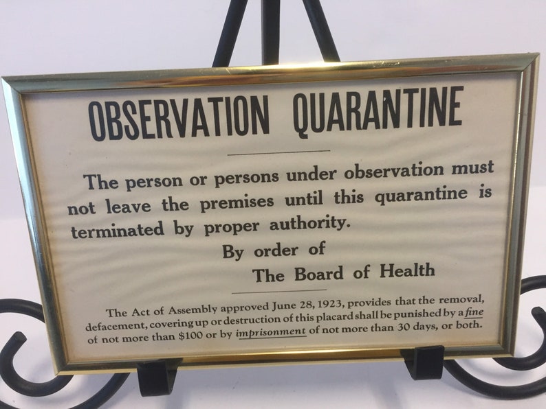 Vintage Medical Historical Sign OBSERVATION QUARANTINE by the - Etsy