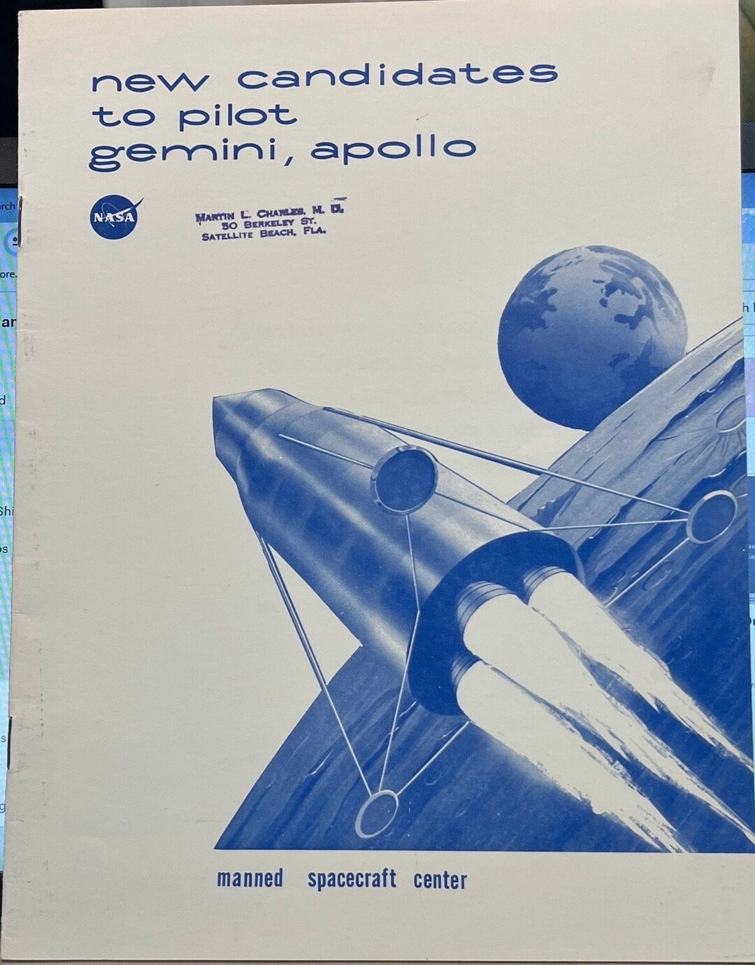 Vintage 1962 NASA Booklet new Candidates to Pilot Gemini, Apollo Manned ...