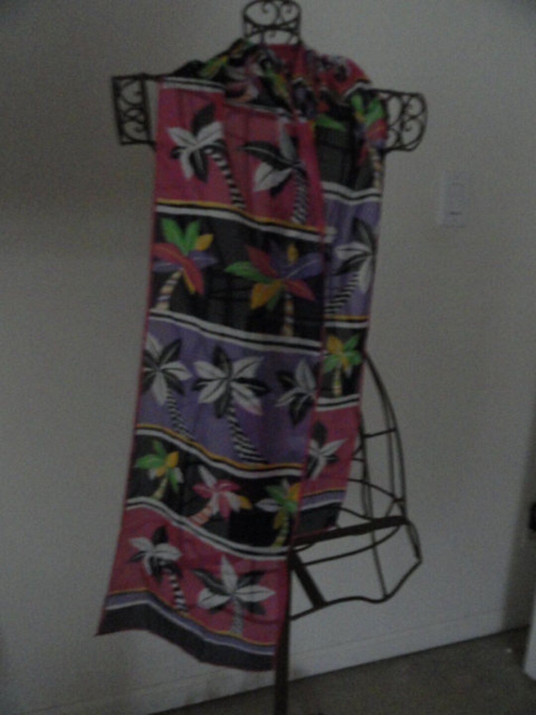 Vintage Scarf Palm Trees Pattern Multicolored Made in Japan 100% Cotton ...