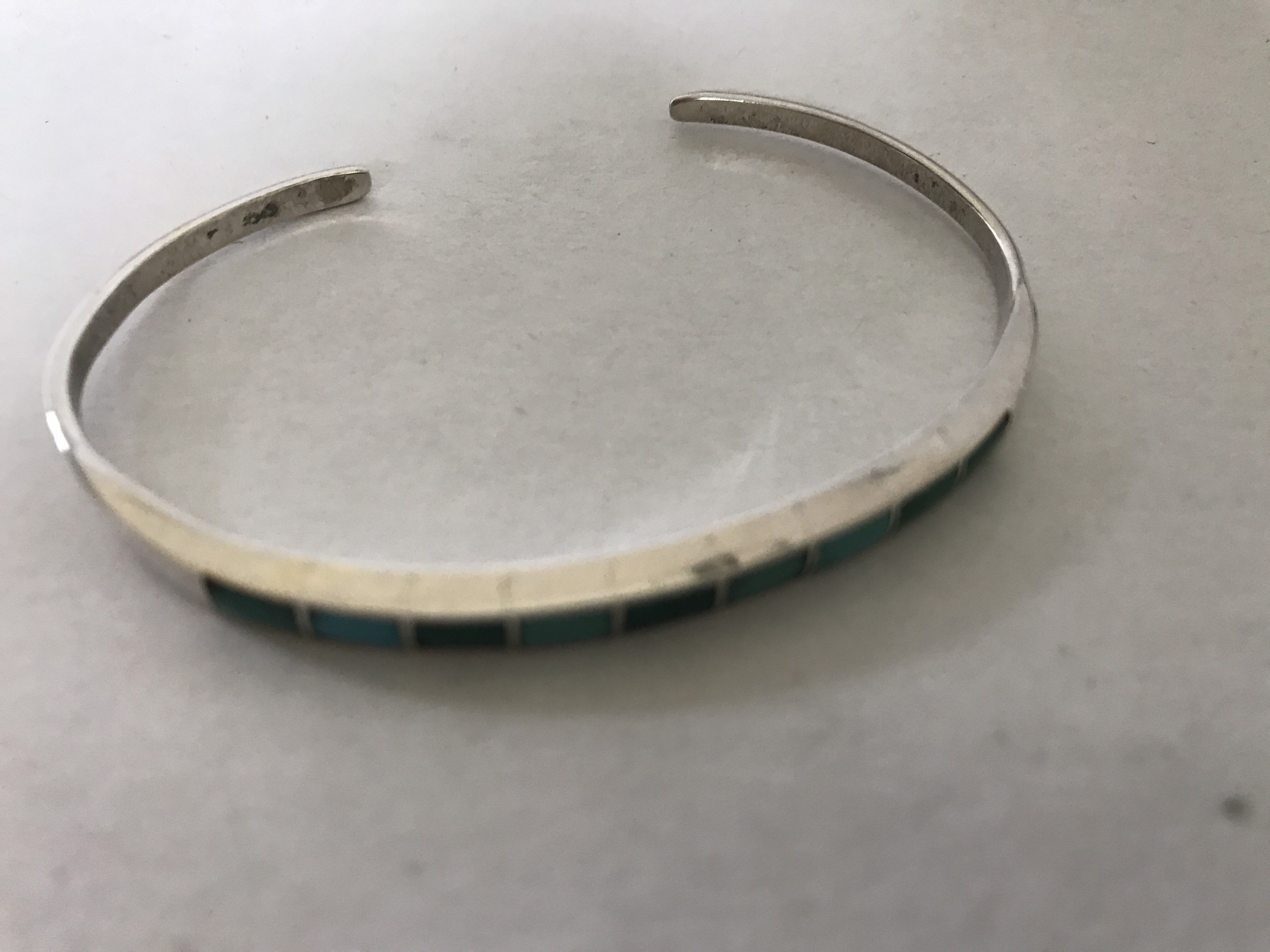 Vtg 1970's Thin Turquoise Nine Inlaid Panels Design Cuff | Etsy