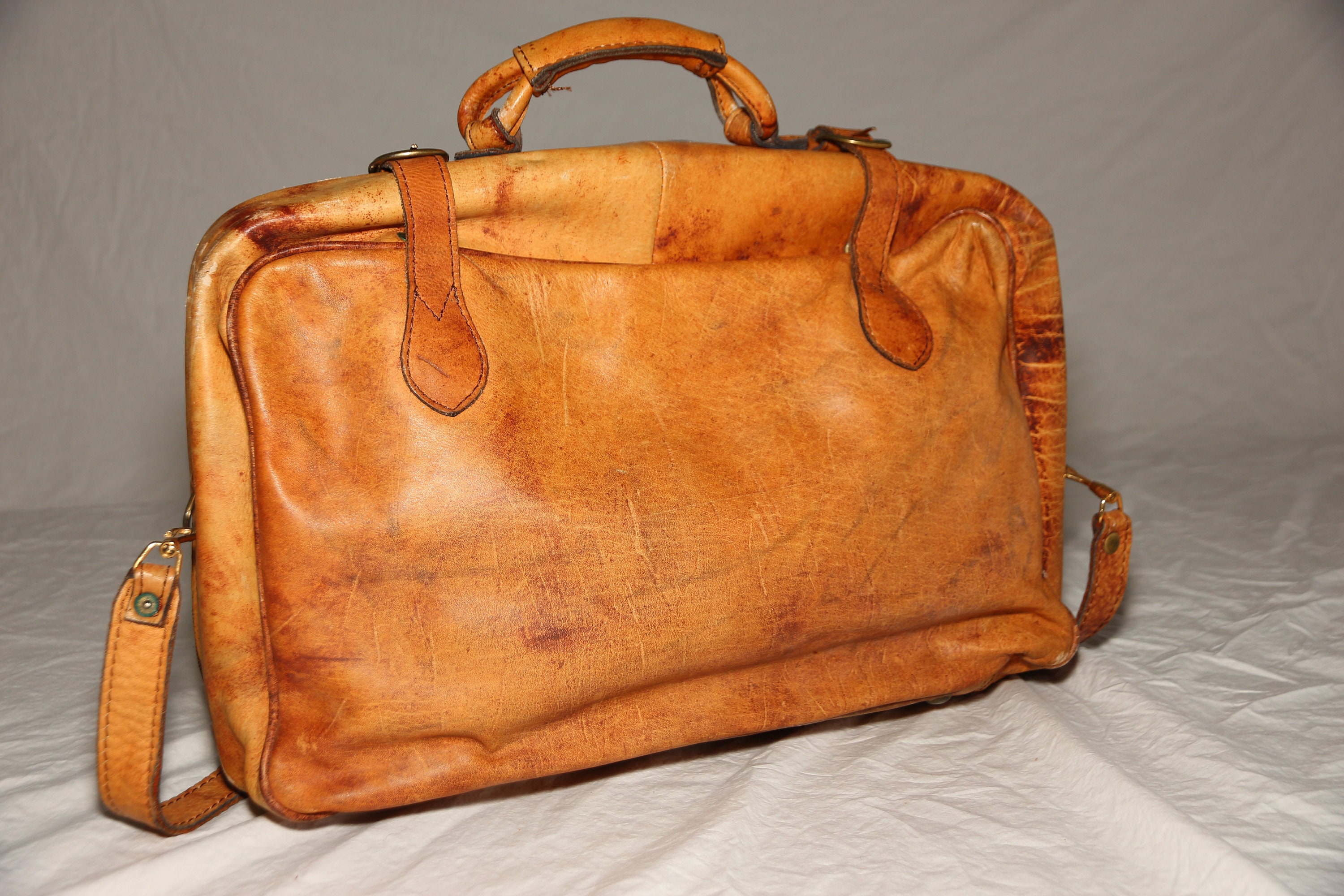 Vintage 1970's Attache Case Handmade Cowhide Leather | Etsy