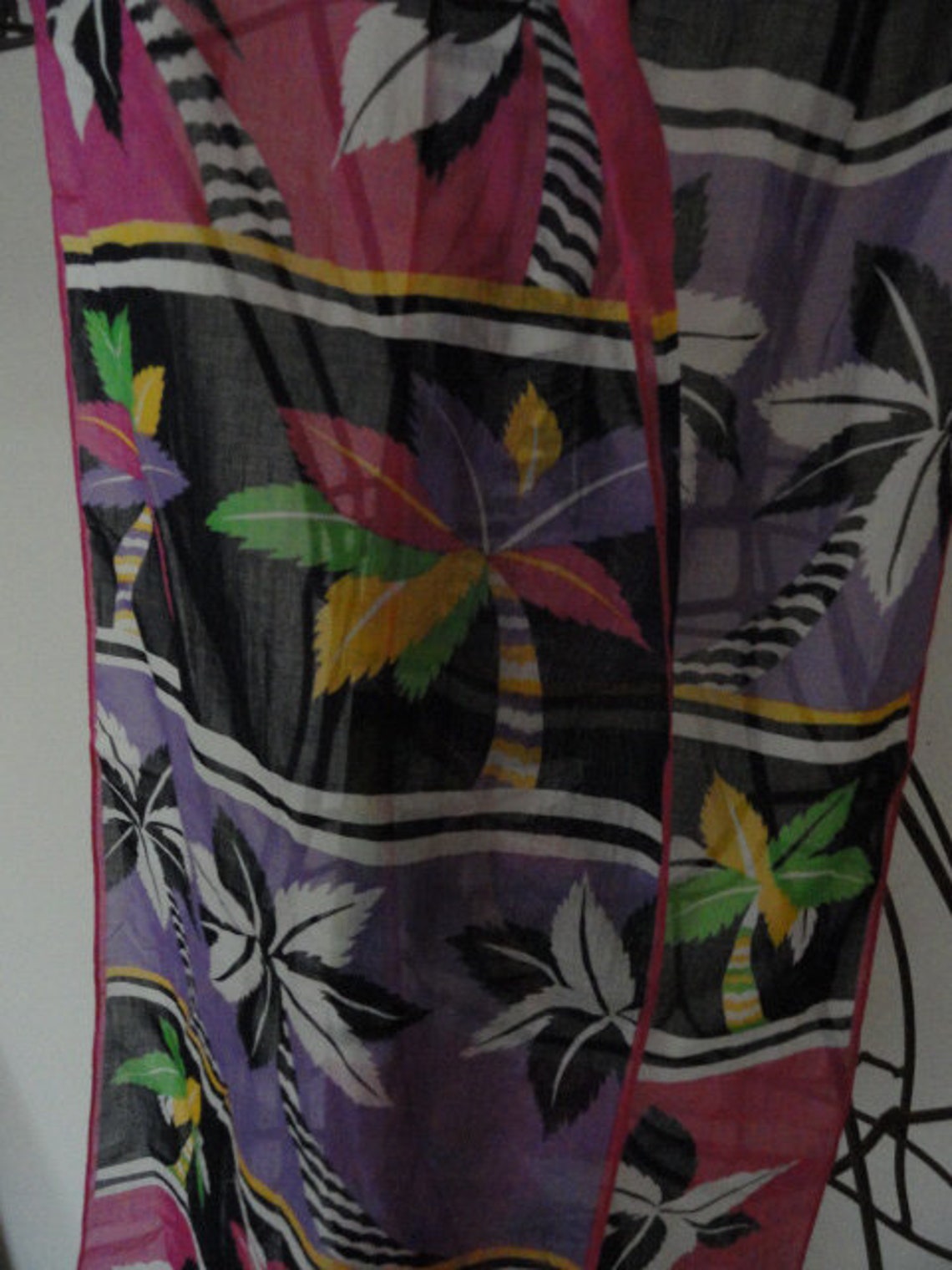Vintage Scarf Palm Trees Pattern Multicolored Made in Japan - Etsy