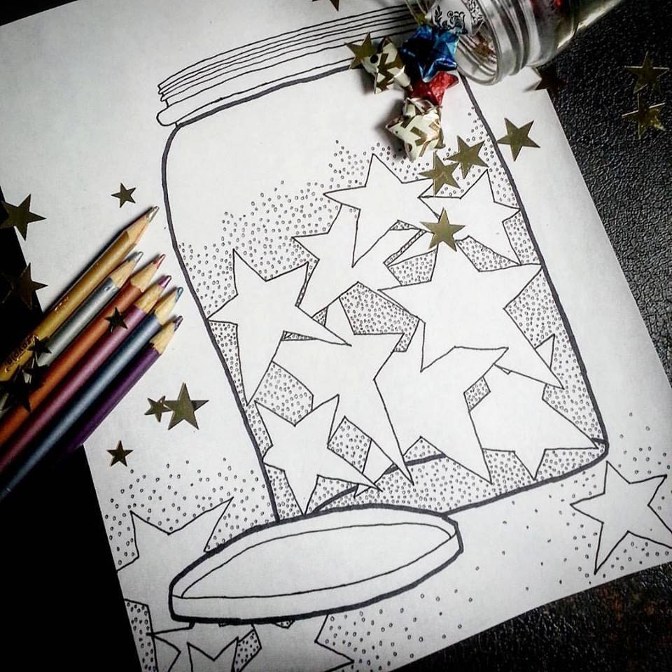 PRINTABLE Jar of Stars Digital Coloring Page Instant | Etsy