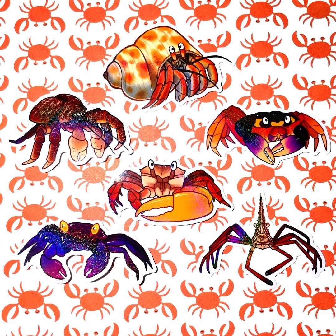 Holographic 3 Inch Crabs Sticker Pack of 6 - Etsy