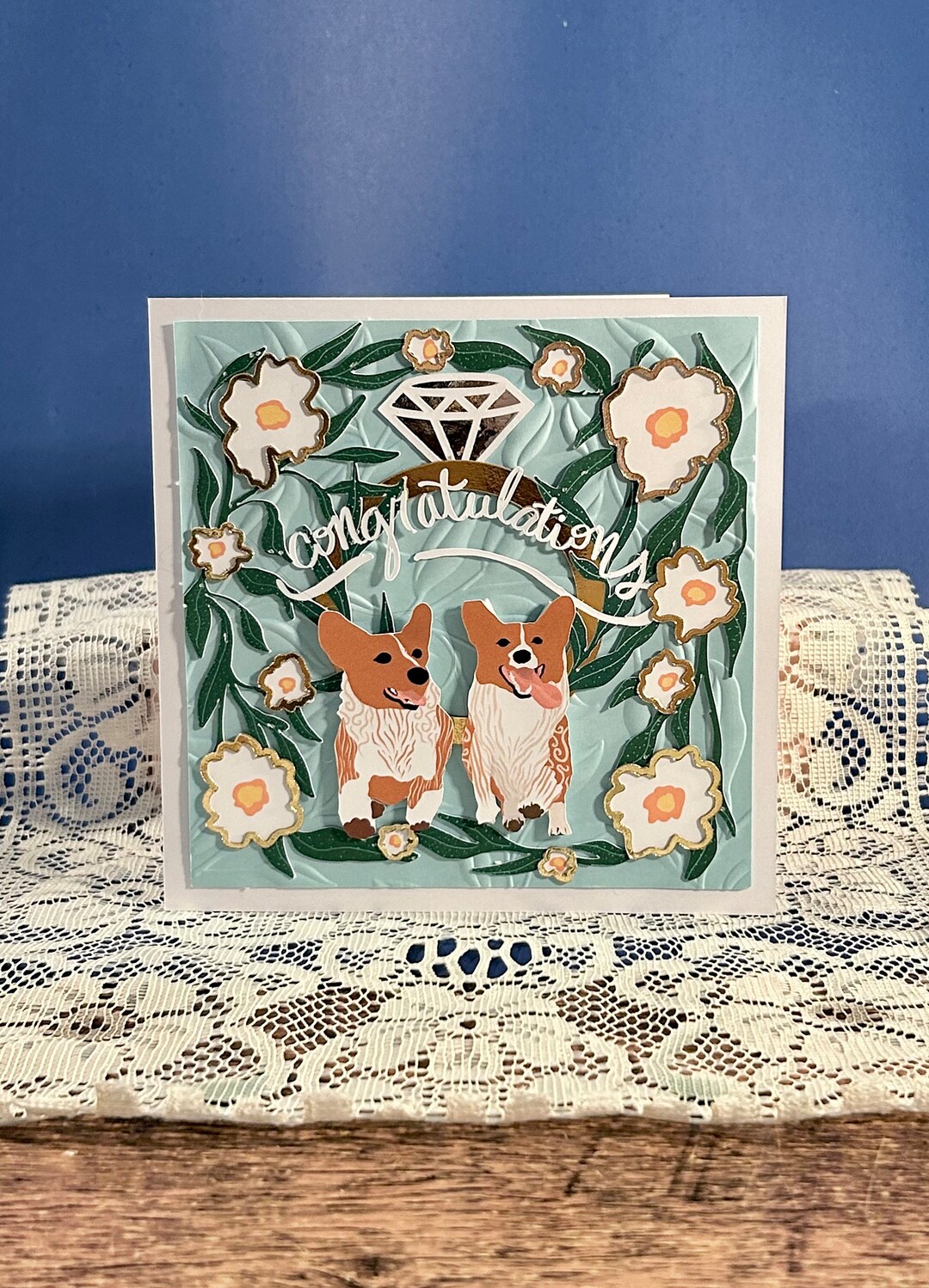 Dog Lovers' Engagement and Wedding Papercut Card | Congratulations - Etsy