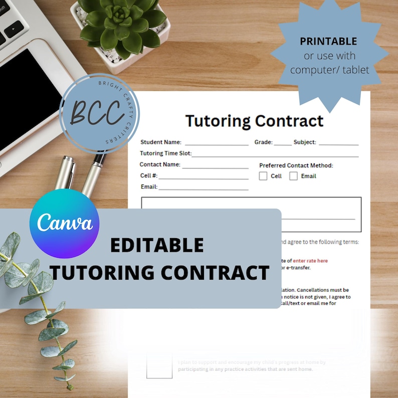 Editable Tutoring Contract Template: Tutor Service Agreement (PDF ...