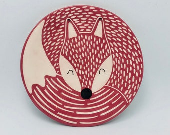 Handmade Ceramic Sleeping Fox Bowl, Hand Painted Fox Dish, Ring Holder ...