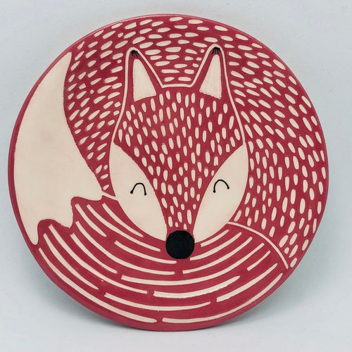 Handmade Ceramic Sleeping Fox Plate Hand Painted Fox Dish - Etsy