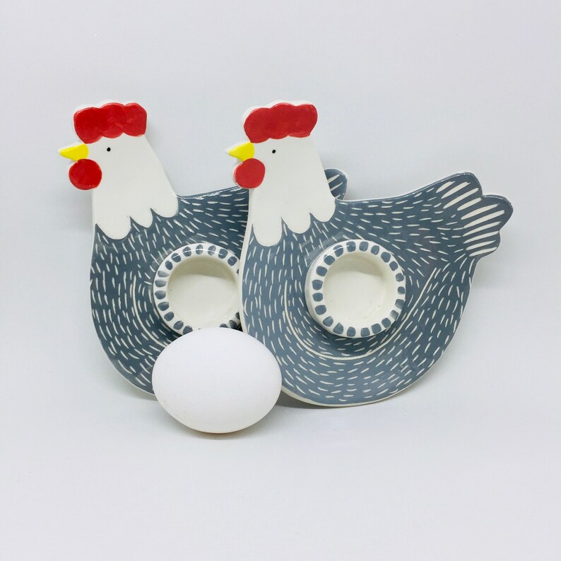 Handmade Ceramic Hen Shaped Egg Cup Hand Painted Egg Cup | Etsy