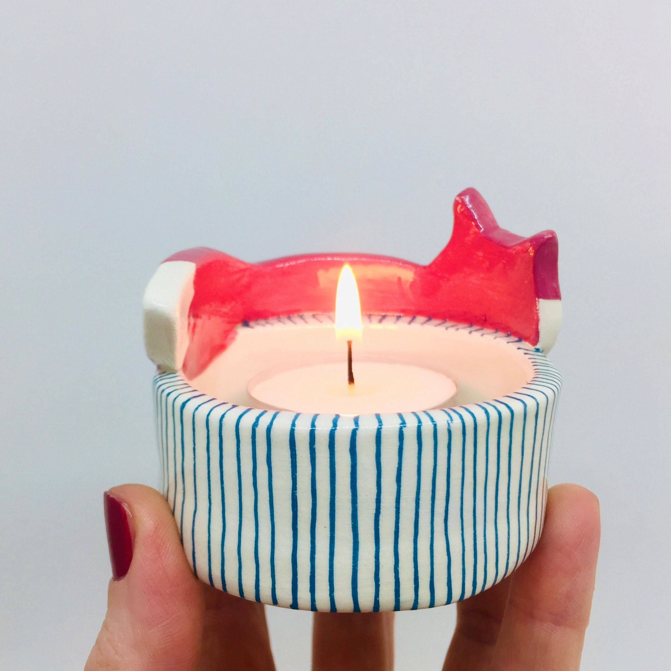 Handmade Ceramic Fox Tea Light Holder Ceramic Tea Light | Etsy