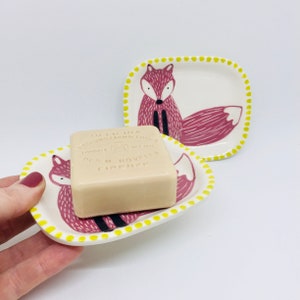 Handmade Ceramic Fox Soap Dish, Hand Painted Soap Dish, Bathroom ...