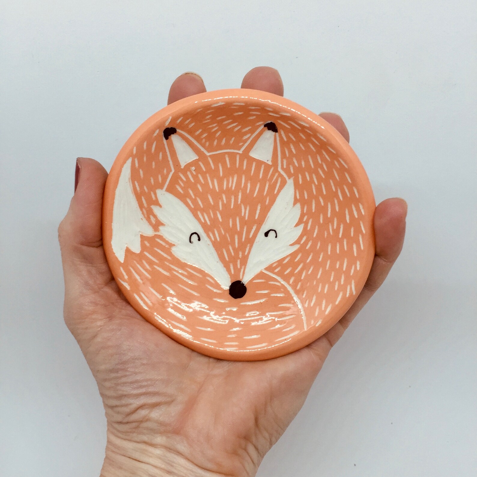 Handmade Ceramic Sleeping Fox Bowl Hand Painted Fox Dish | Etsy
