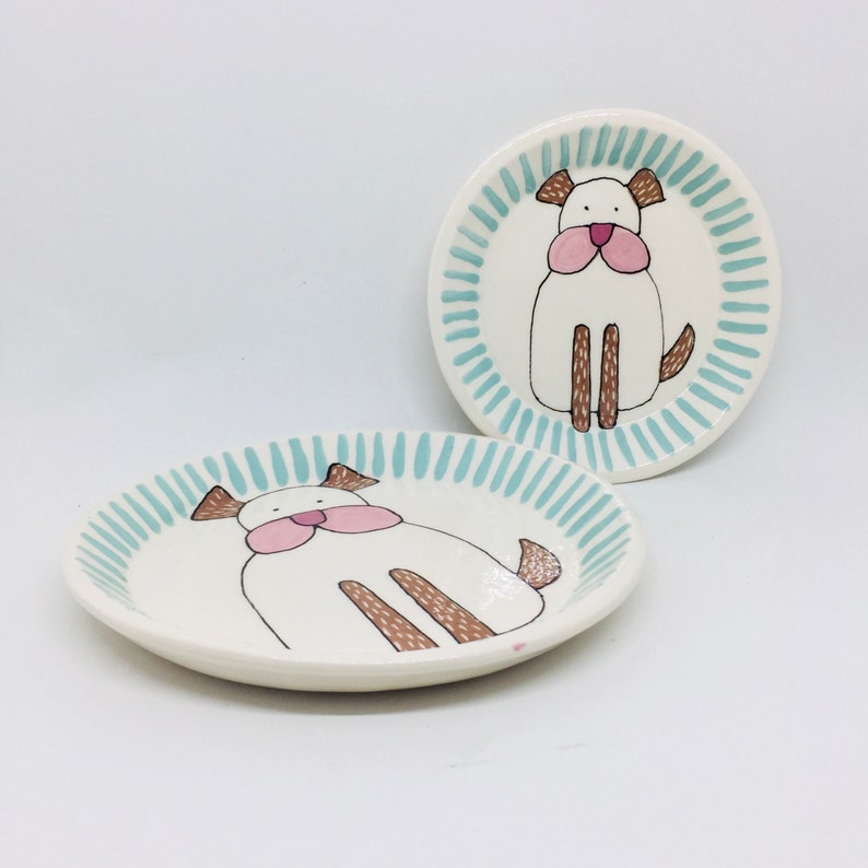 Handmade Ceramic Dish Set Hand Painted With a Dog Design Hand | Etsy