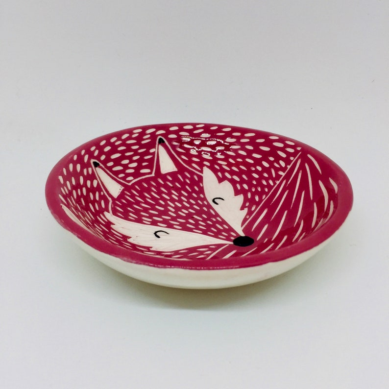 Handmade Ceramic Sleeping Fox Bowl Hand Painted Fox Dish | Etsy