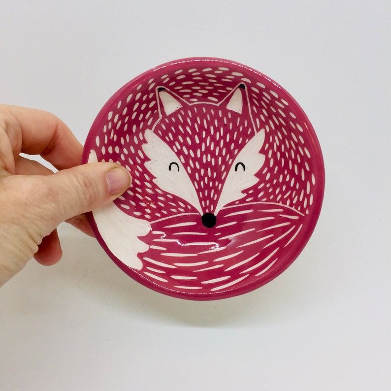 Handmade Ceramic Sleeping Fox Bowl Hand Painted Fox Dish | Etsy