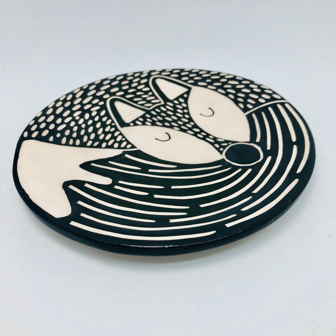 Handmade Ceramic Sleeping Wolf Plate Hand Painted Wolf Dish | Etsy